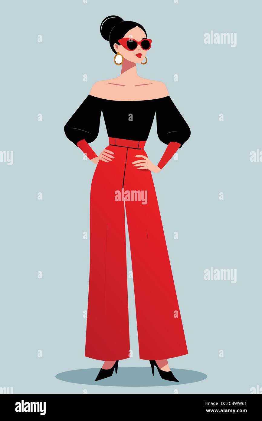 Creative Female Outfit Ideas Editable Vector – Fashion Illustration ...