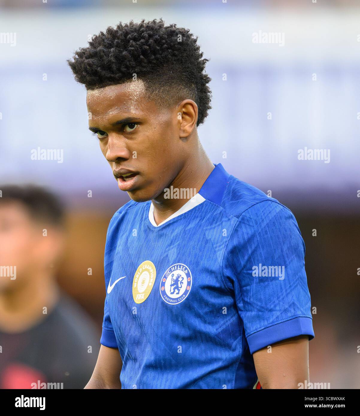Chelsea v Bayer Leverkusen - Stamford Bridge. Chelsea's Estevao in ...