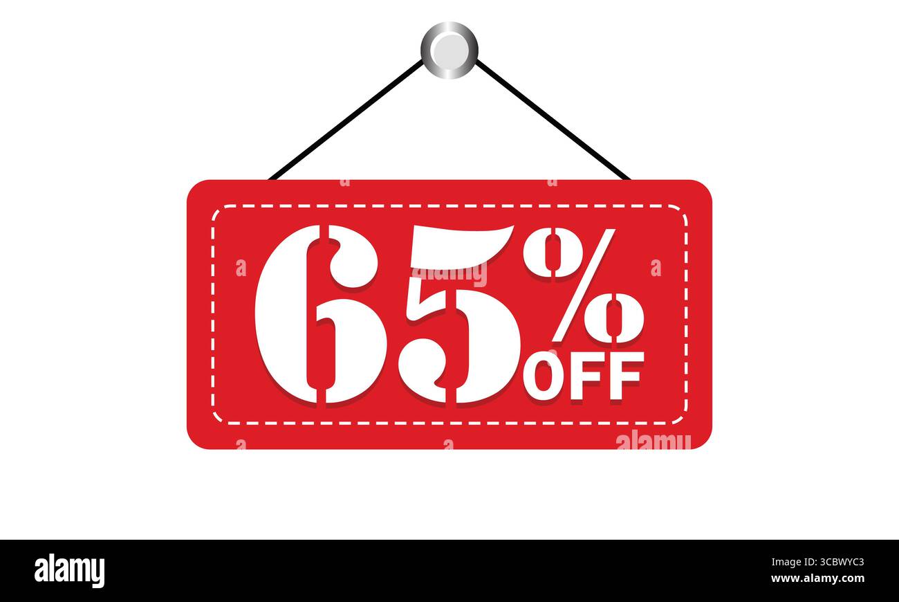Huge 65% Off Sale Sign – Red Discount Tag for Promotions Stock Vector ...