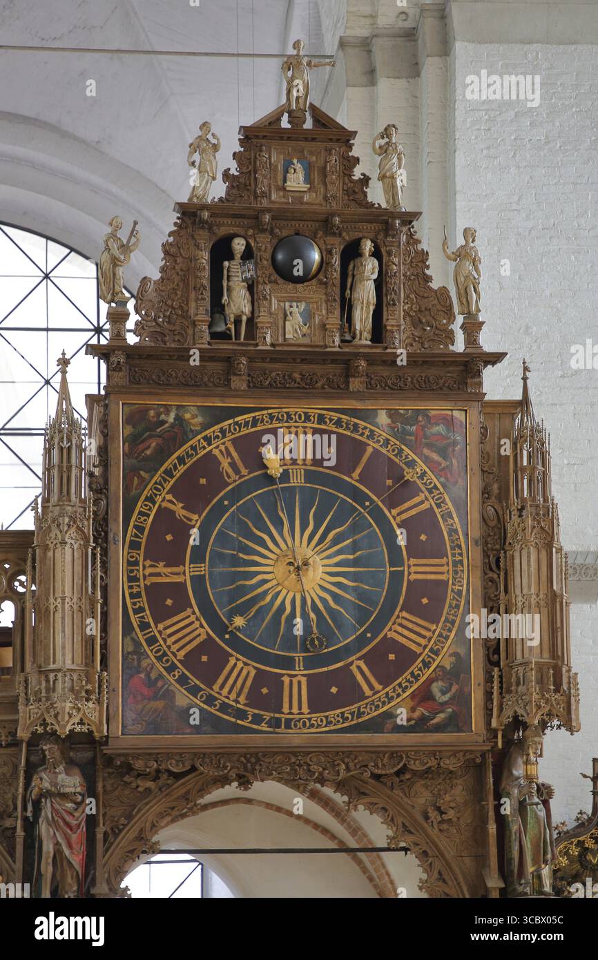 Rood screen with Gothic clock built in 1477 with decorations and ...