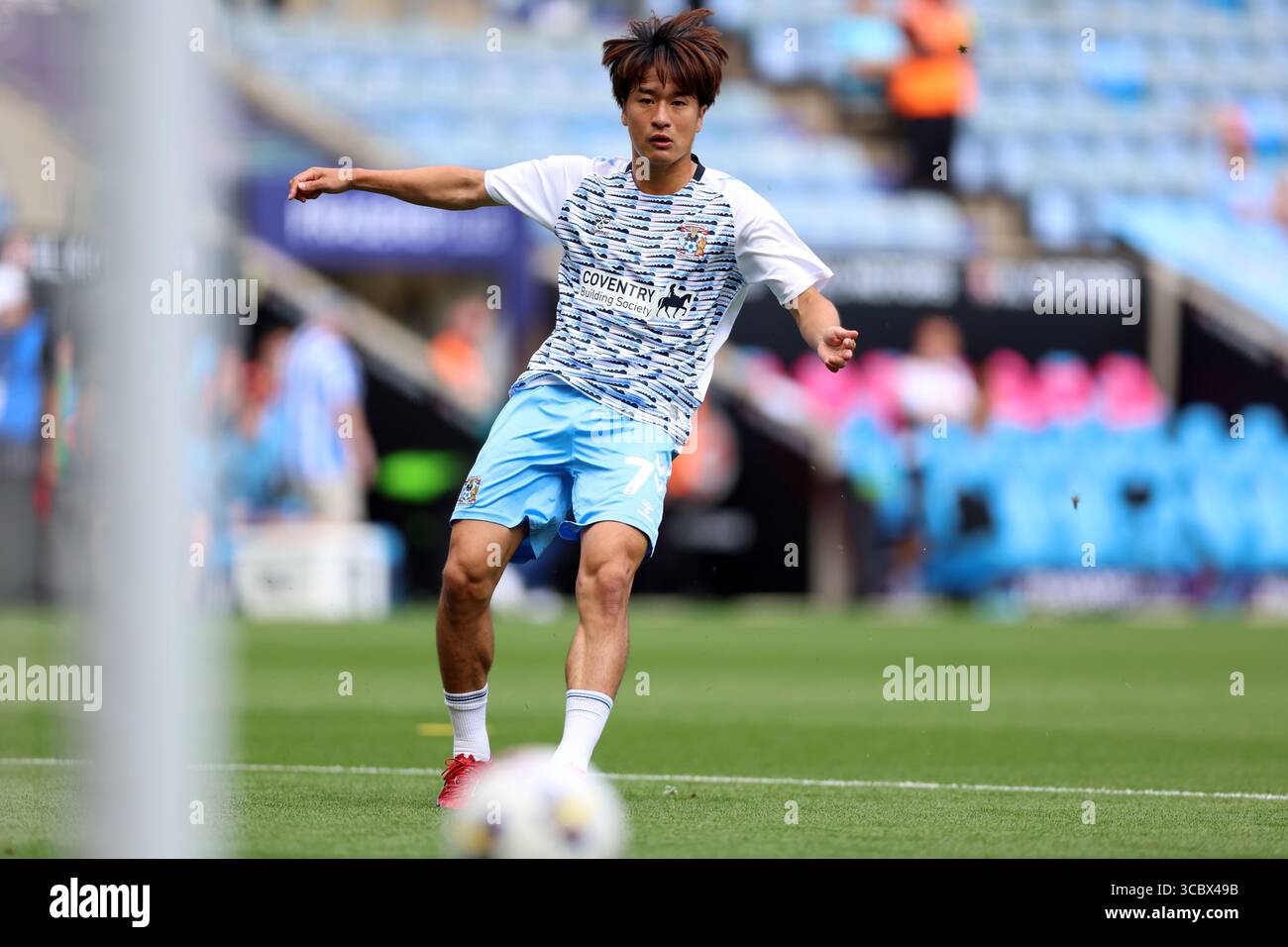 Coventry City's Tatsuhiro Sakamoto warms up before the Sky Bet ...