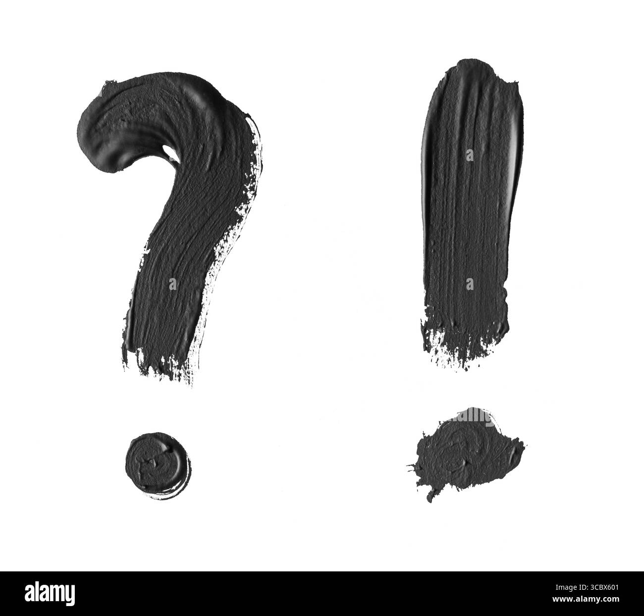 Hand drawn paint black brush stroke question mark and exclamation mark ...