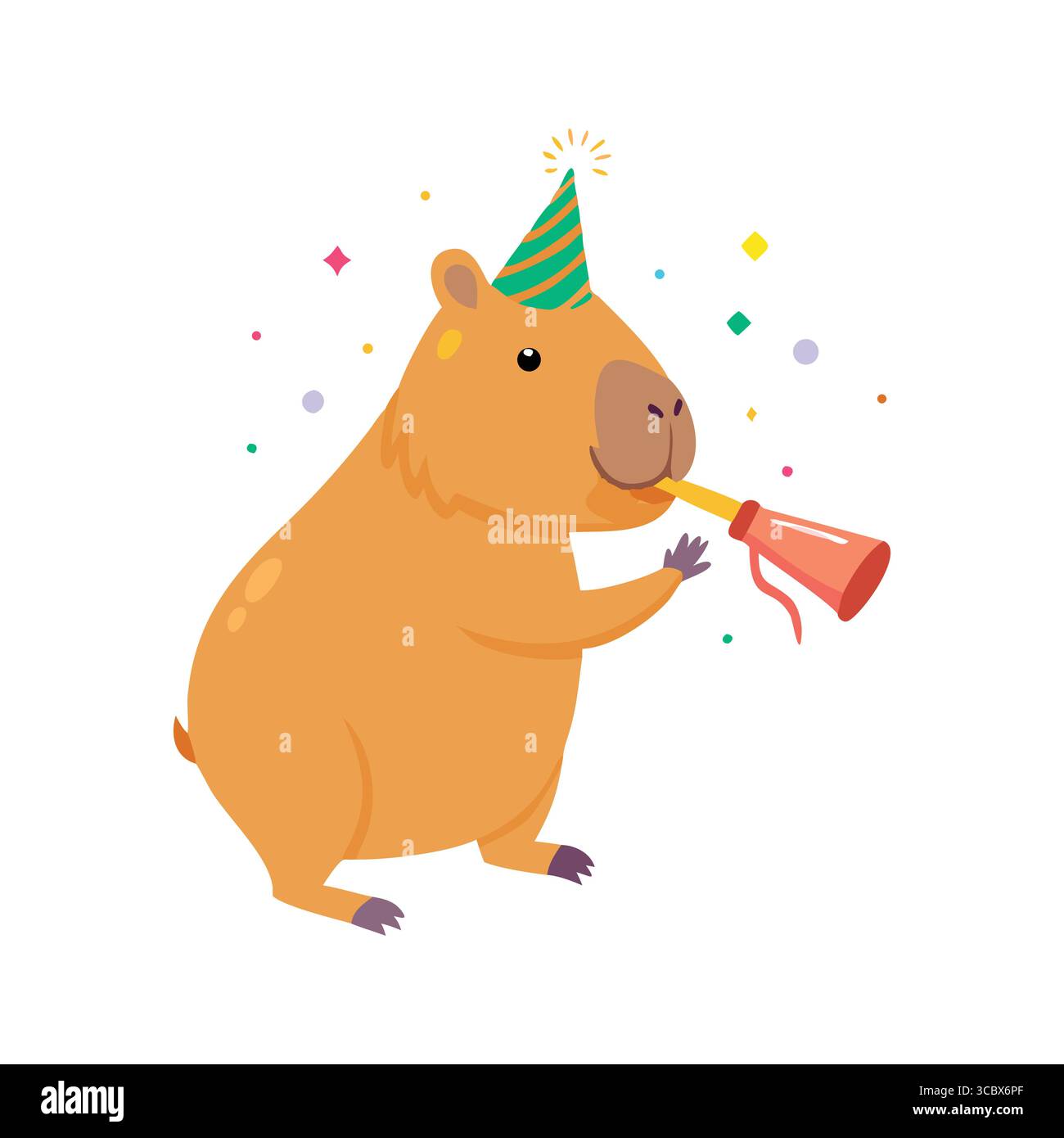 Festive Capybara with Party Hat and Noisemaker Stock Vector Image & Art ...