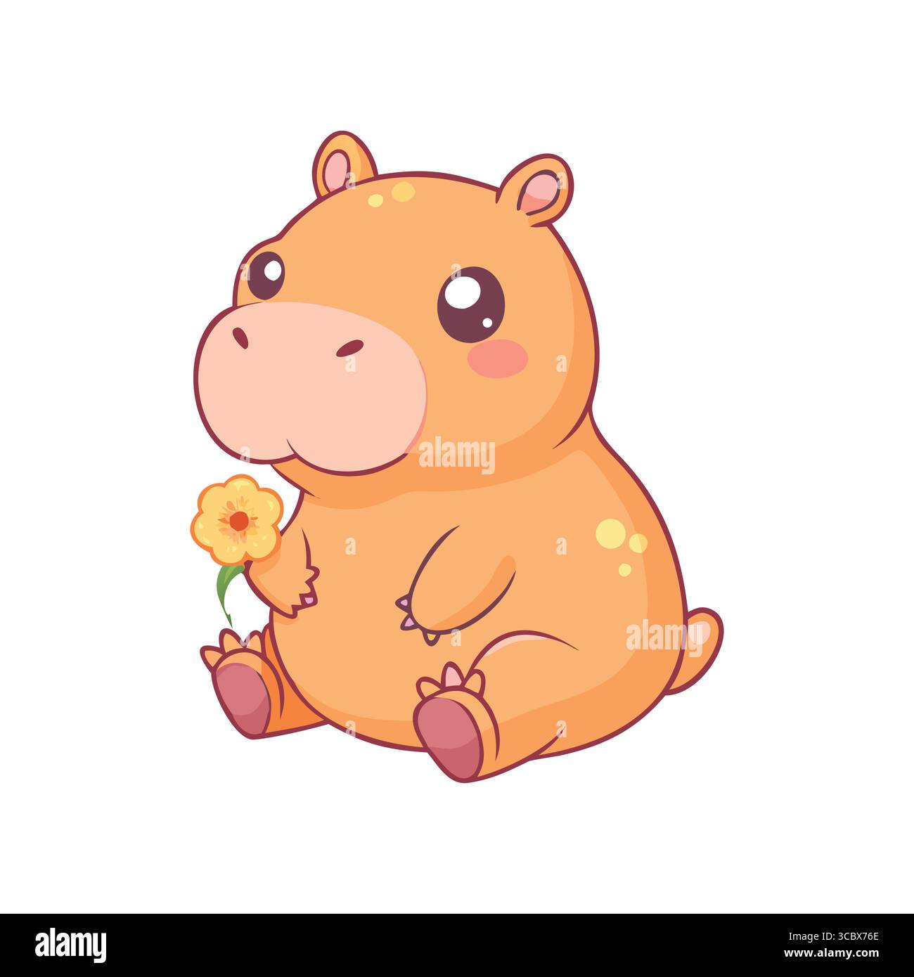 Cute Cartoon Capybara Holding a Flower Stock Vector Image & Art - Alamy