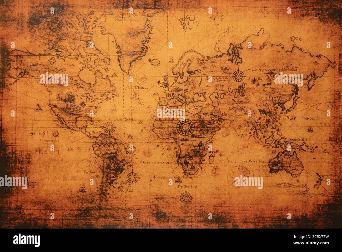 Old geographical vintage map of the world. Ancient world map atlas on ...