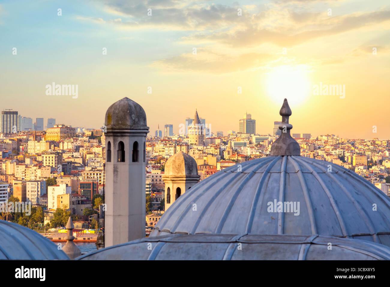 Beyoglu historic district and Galata tower medieval landmark. View from ...