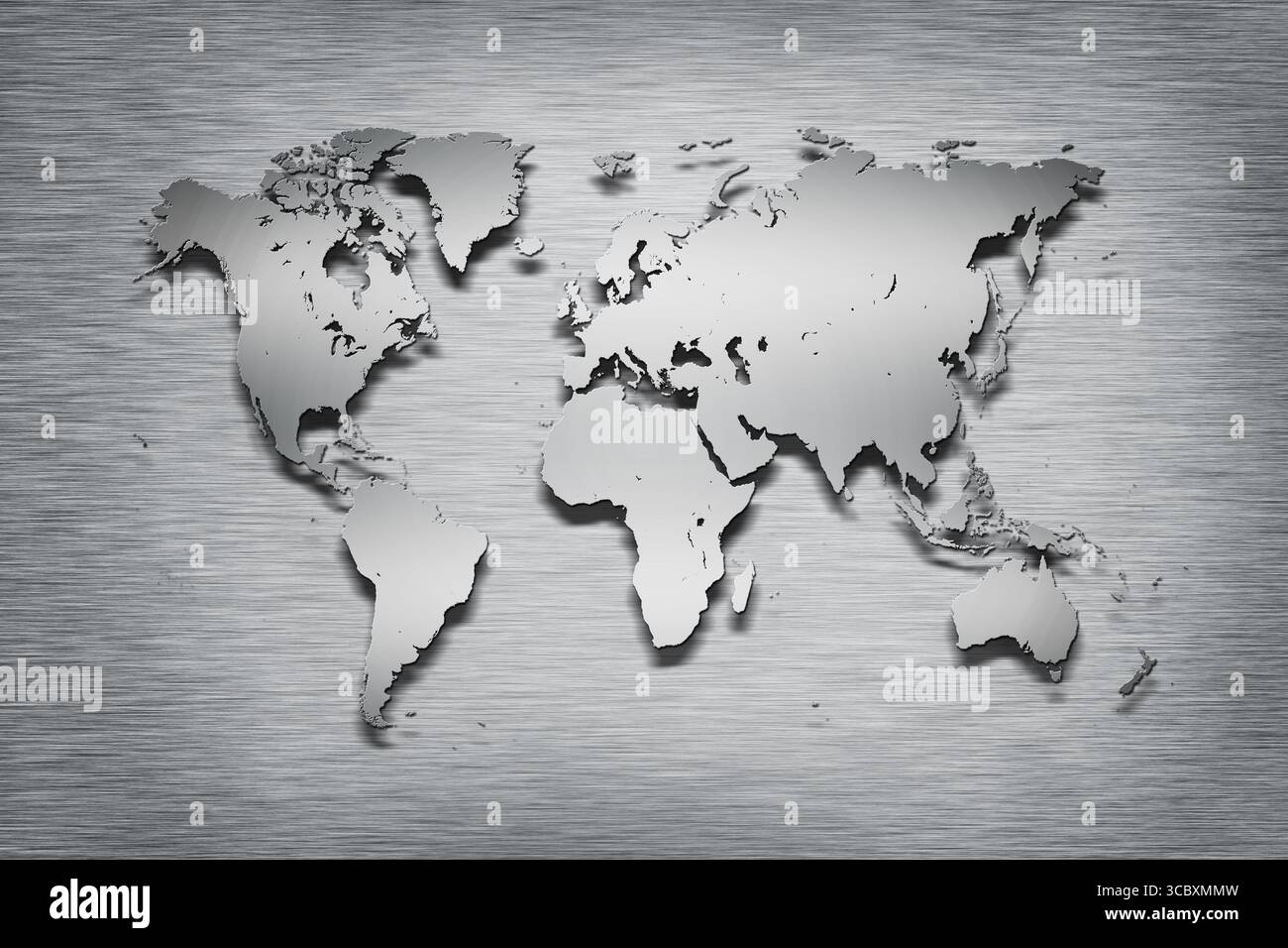 Metal World Map on metal background Stock Photo - Alamy