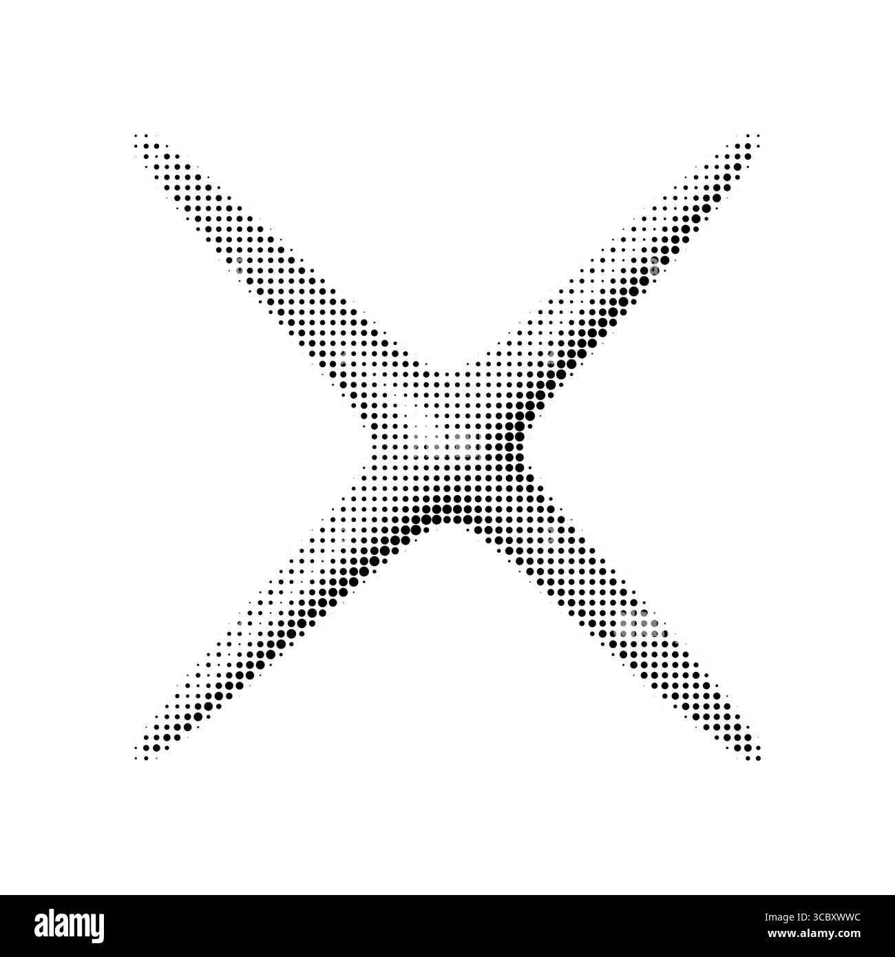 Vector 3D cancel icon in halftone style. Dimensional black cross symbol ...