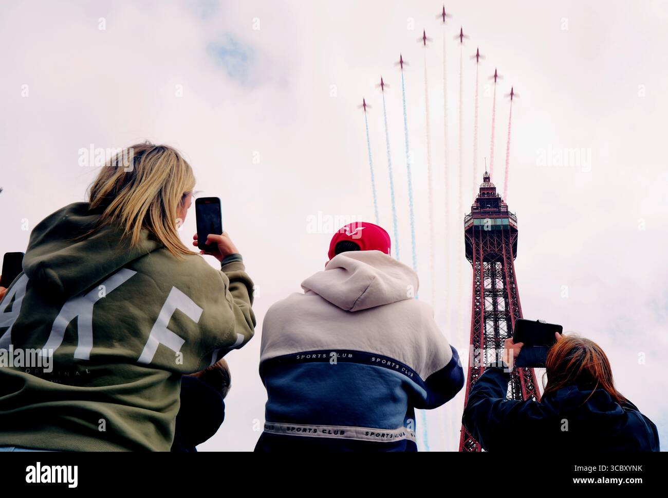 Red Arrows flying over Blackpool Tower as they take part in the ...