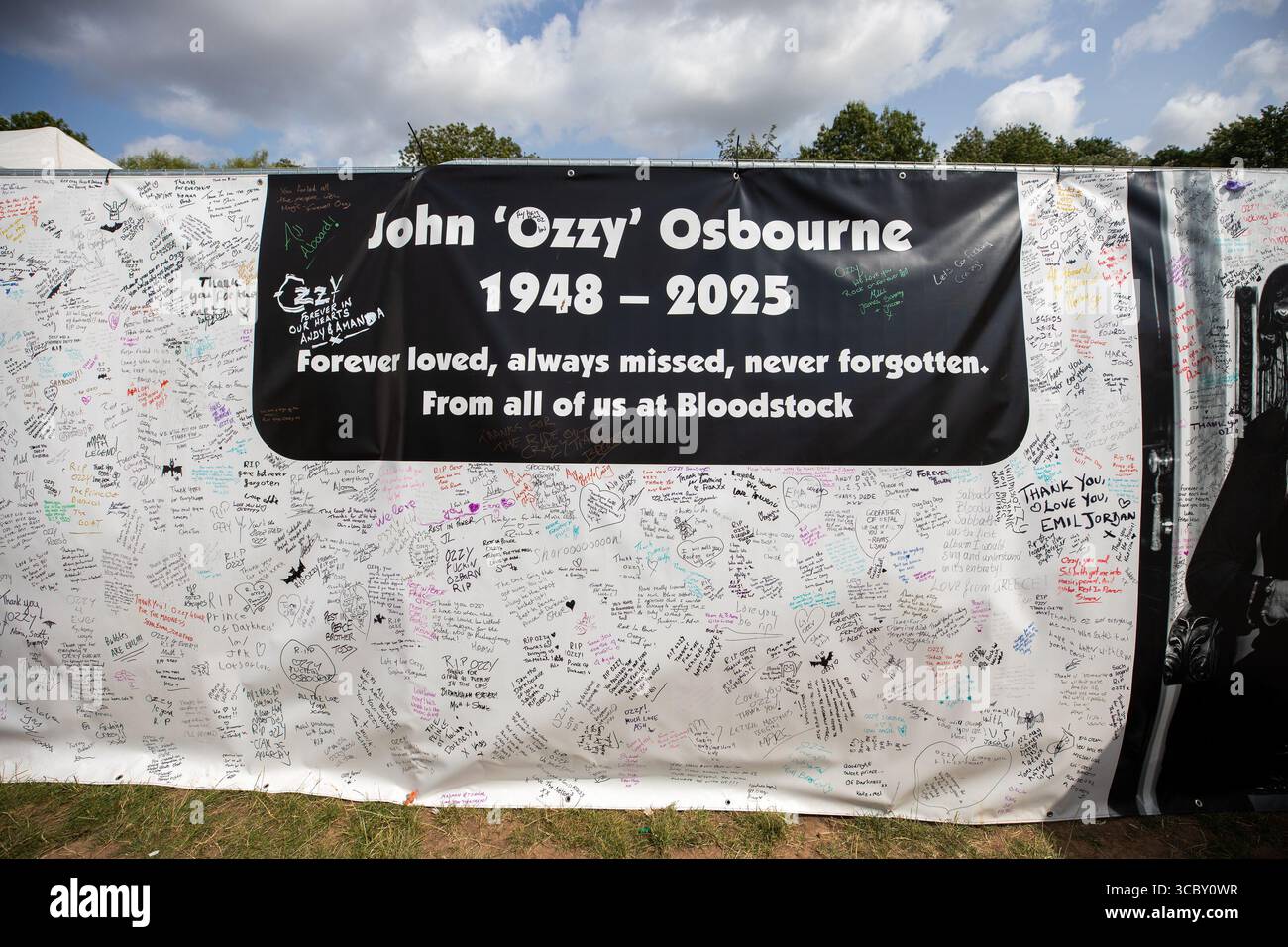 Derbyshire, England, 9th August, 2025. Fans paying tribute to Ozzy ...