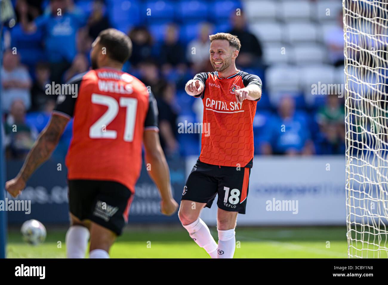 Jordan Clark (18 Luton Town) celebrates after scoring teams second goal ...