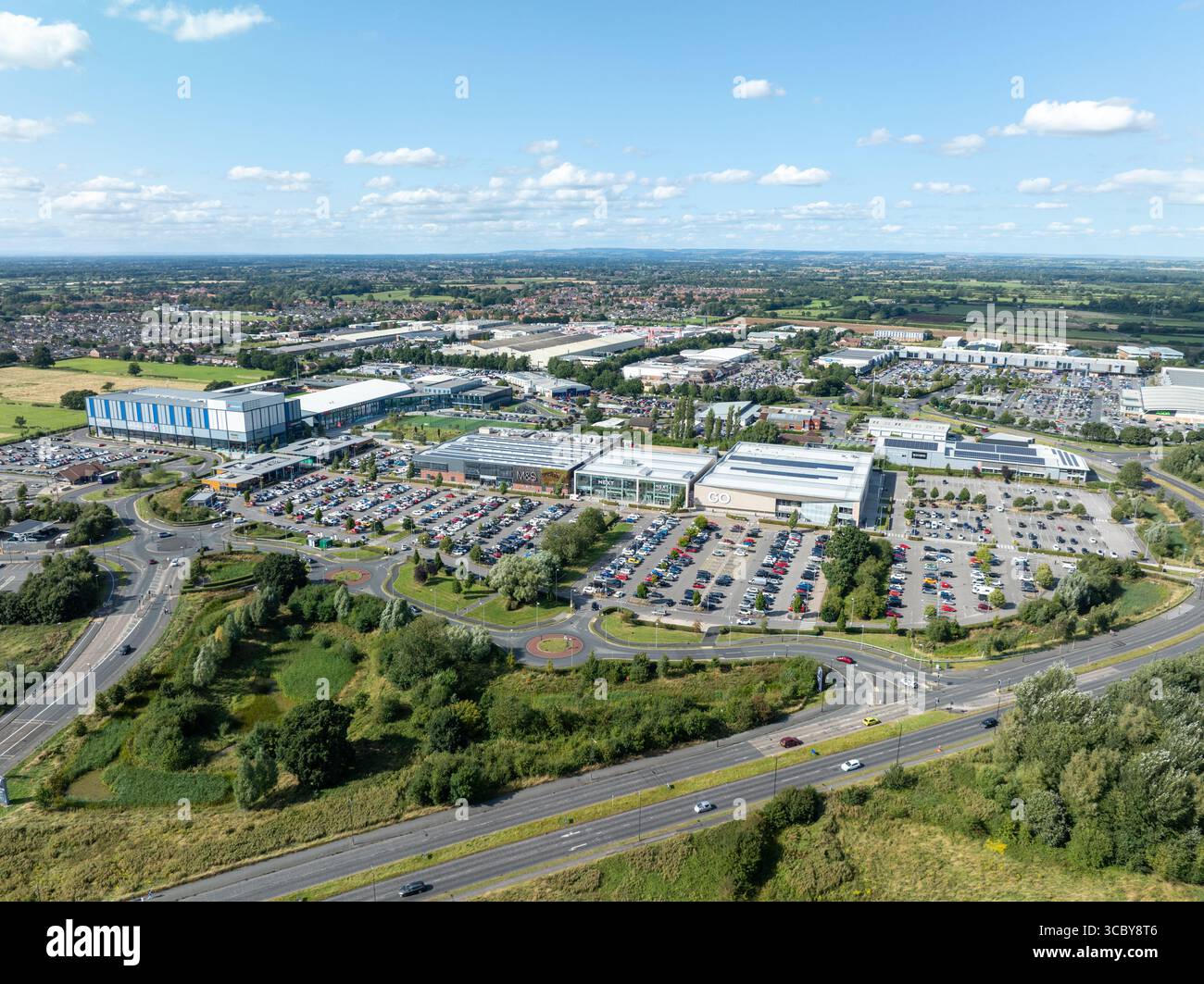 Aerial view of Vangarde Shopping Park, York Stock Photo - Alamy