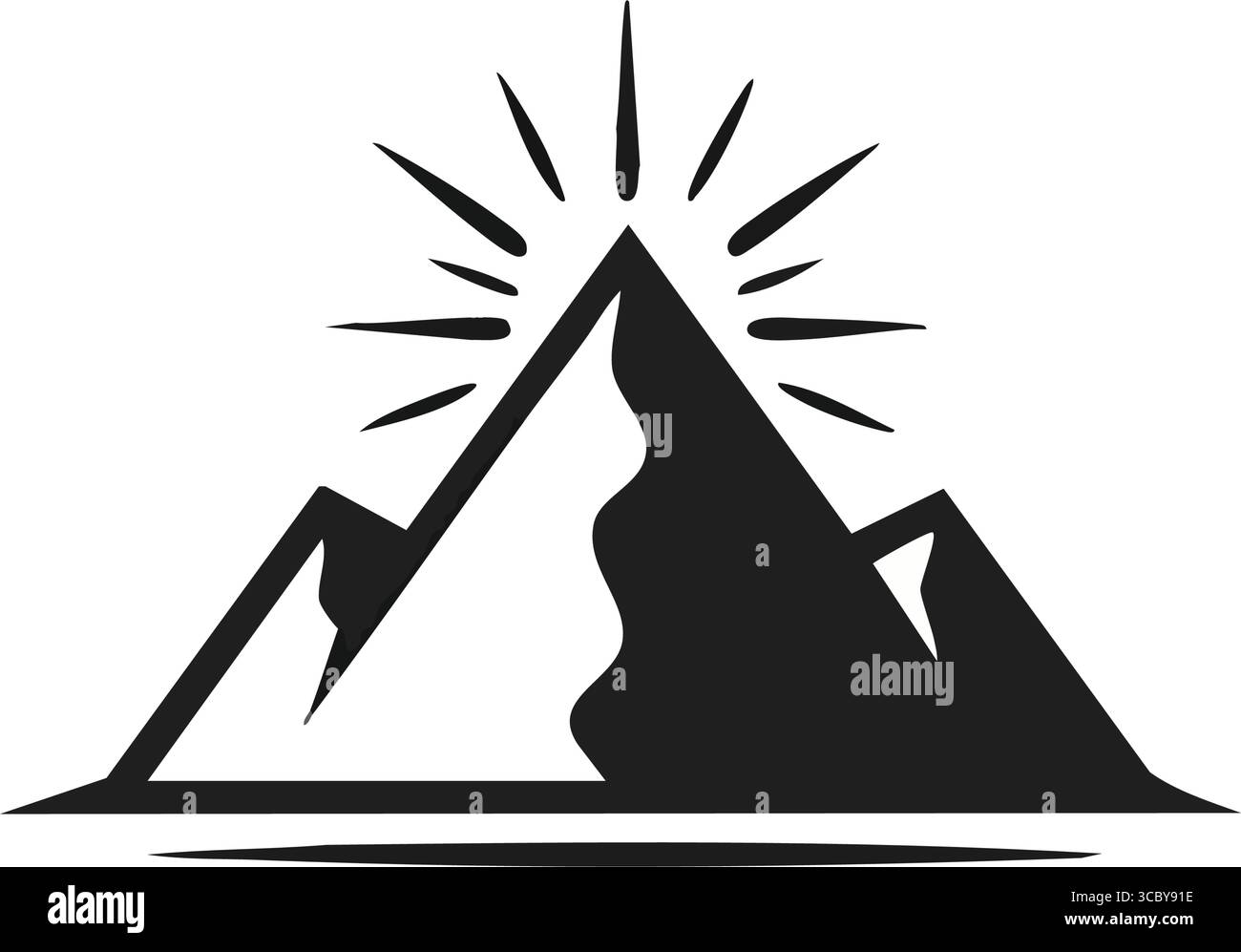 Mountain Peaks Morning Rays. This elegant graphic depicts a range of ...