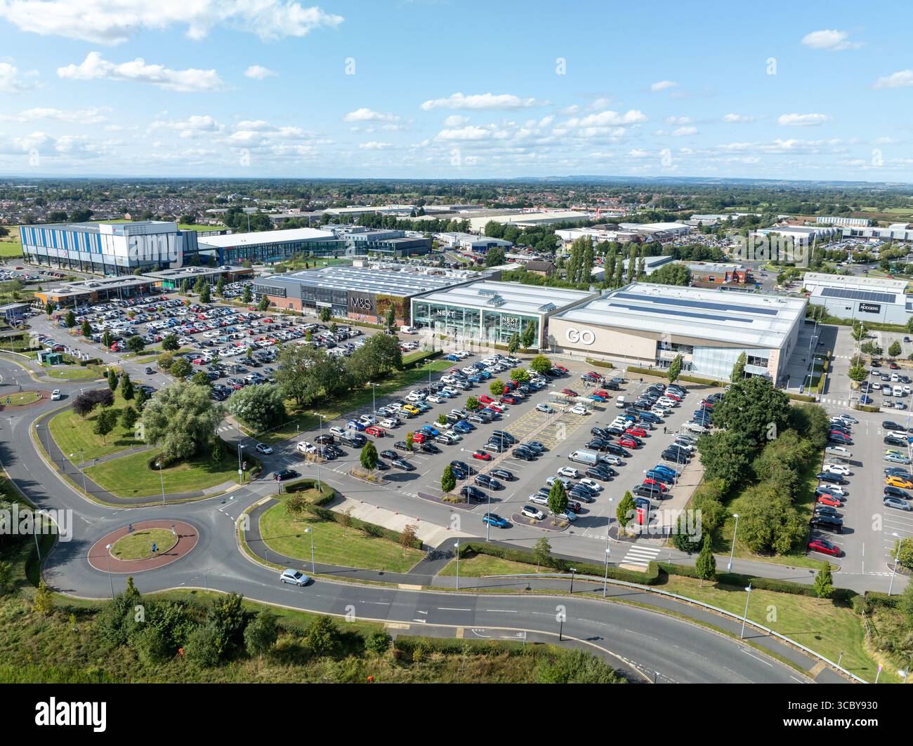Aerial view of Vangarde Shopping Park, York Stock Photo - Alamy