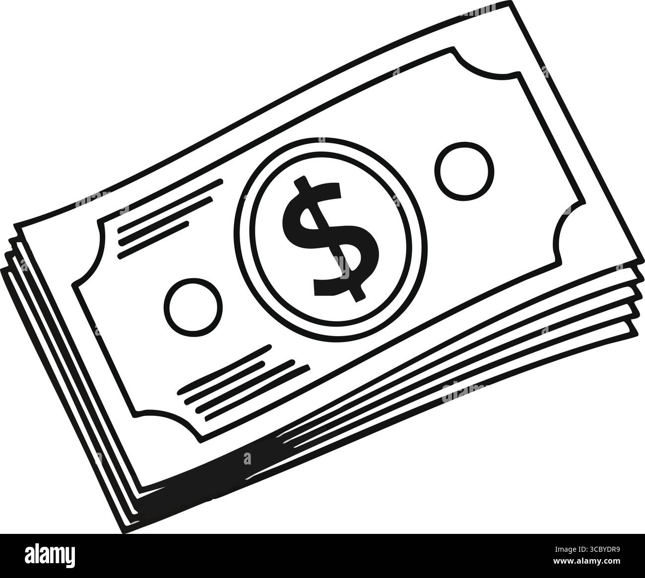 Money Stacked Monochrome Symbol. Minimalist black and white design ...