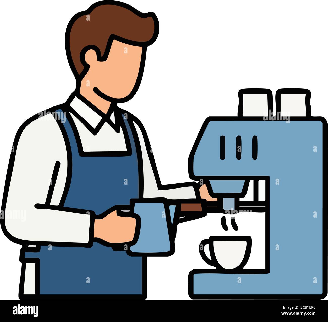 Barista Crafting Espresso Coffee. Stylized graphic of a beverage artist ...