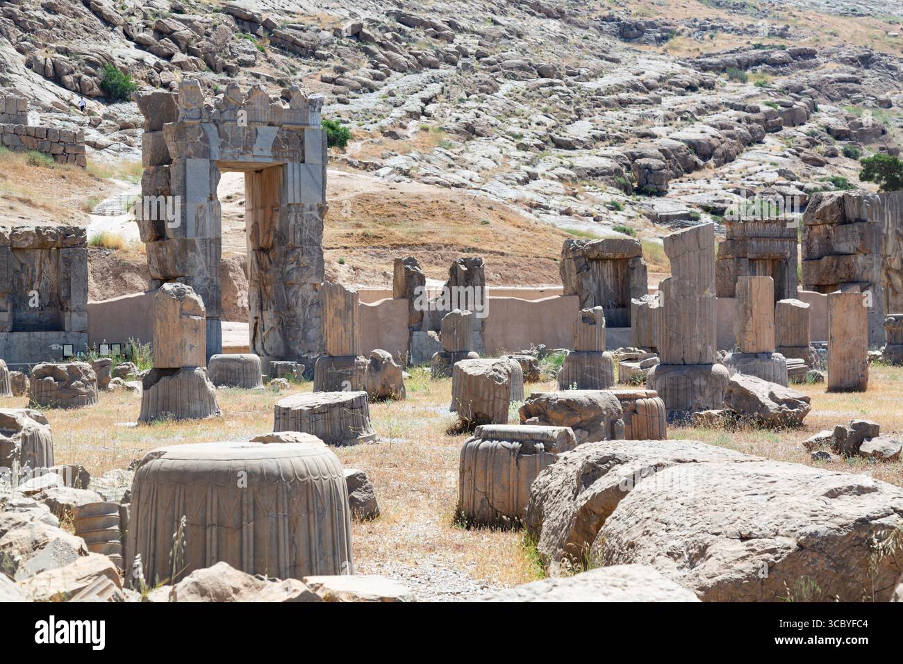 Old ruins of the ancient Persian city Persepolis in Iran. Famous ...