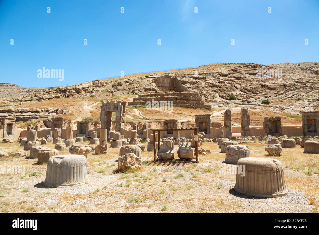 Old ruins of the ancient Persian city Persepolis in Iran. Famous ...
