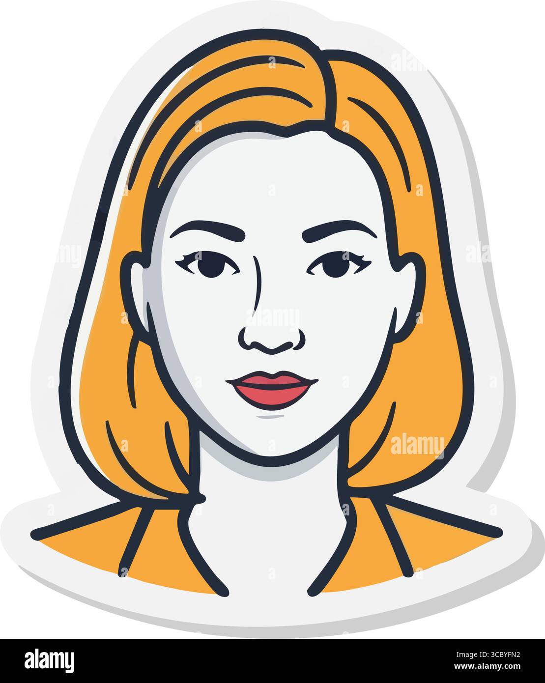Modern Female Portrait Illustration. Features a sleek graphic of a lady ...