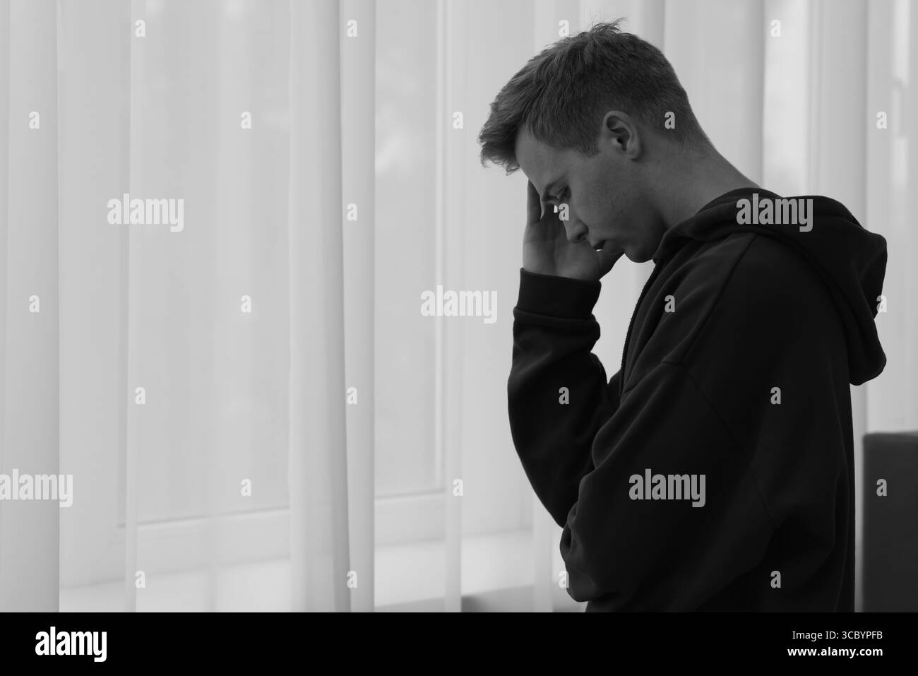 Exhausted thoughtful Black and White Stock Photos & Images - Alamy