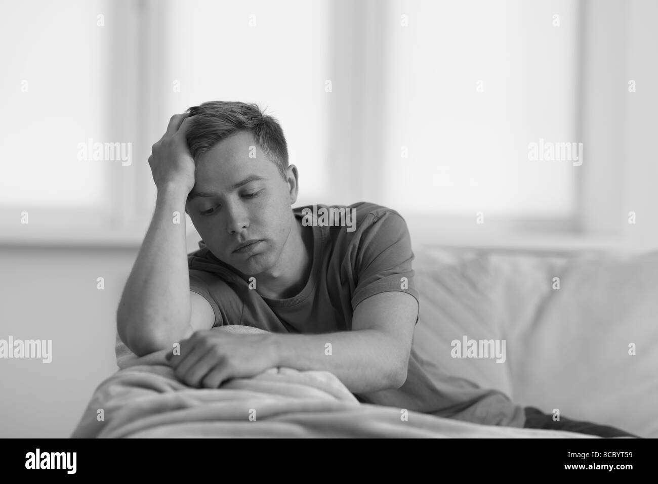 Adult alone sad home Black and White Stock Photos & Images - Alamy