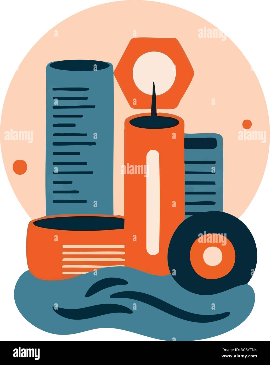 Modern Urban Industry Scene. Dynamic abstract forms depict a bustling ...