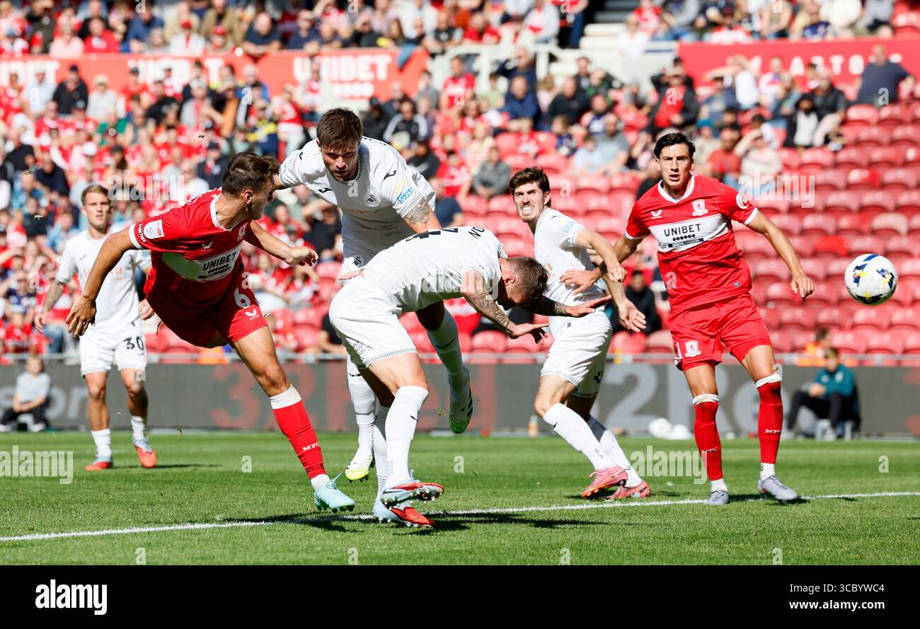 Middlesbrough's Dael Fry scores their side's first goal of the game ...