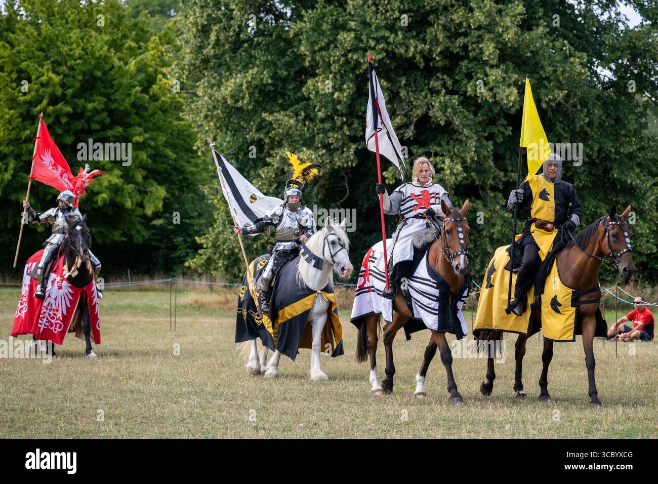Chalfont, UK. 9 August 2025. Re enactors during a medieval warhorses ...