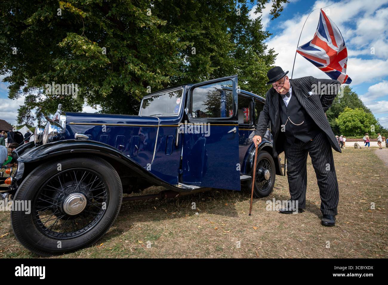 Chalfont, UK. 9 August 2025. A re enactor as William Churchill, posing ...