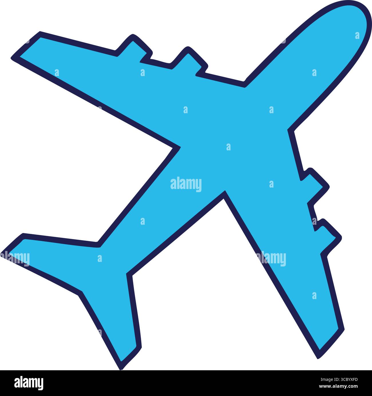 Blue Airplane Icon Simple Design. Vivid sky aircraft symbol against a ...