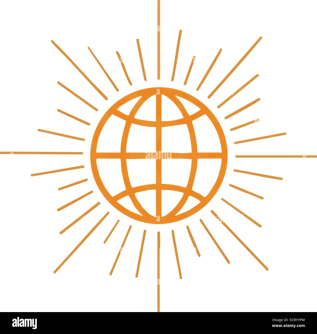 Global Radiance Icon. A stylized planetary orb with outward expanding ...