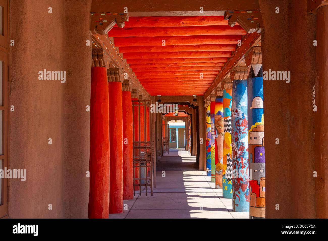 Painted columns and painted vigas at the Museum of Contemporary Native ...