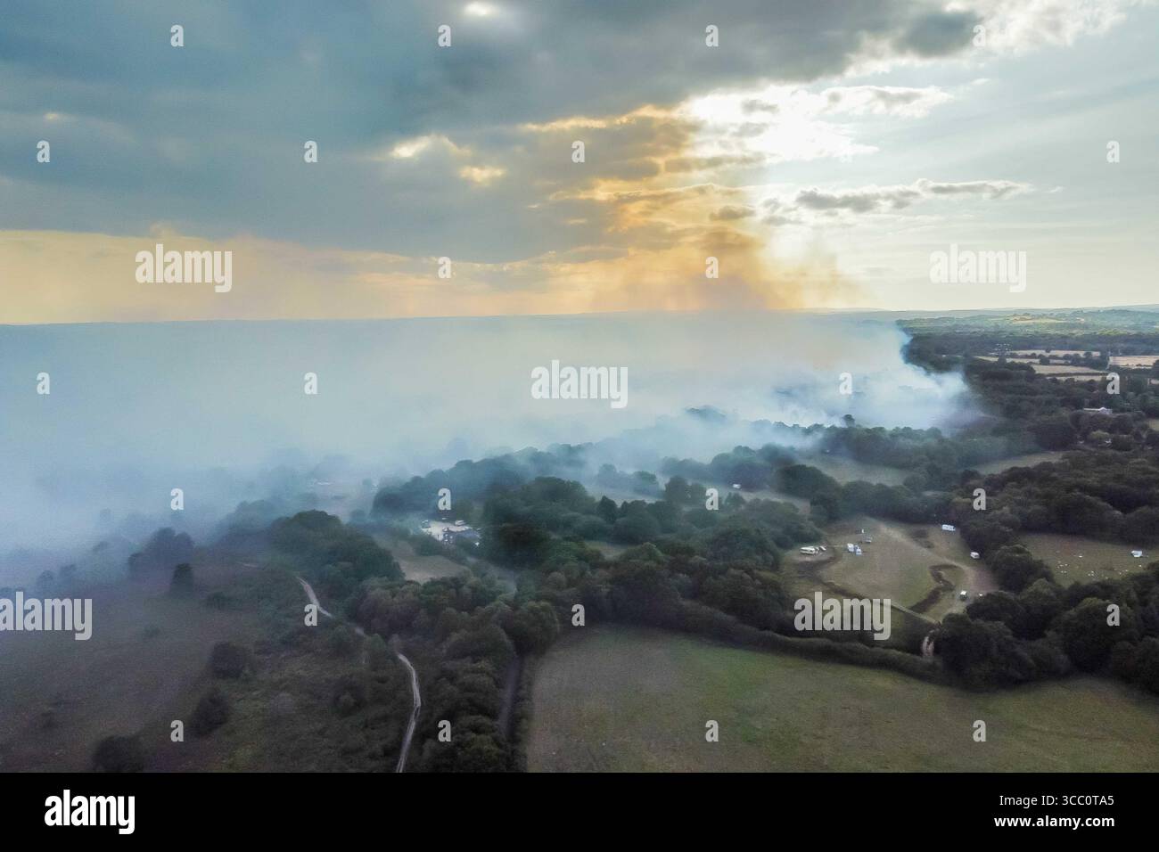 Holt, Dorset, UK. 9th August 2025. UK Weather. Aerial view towards the ...
