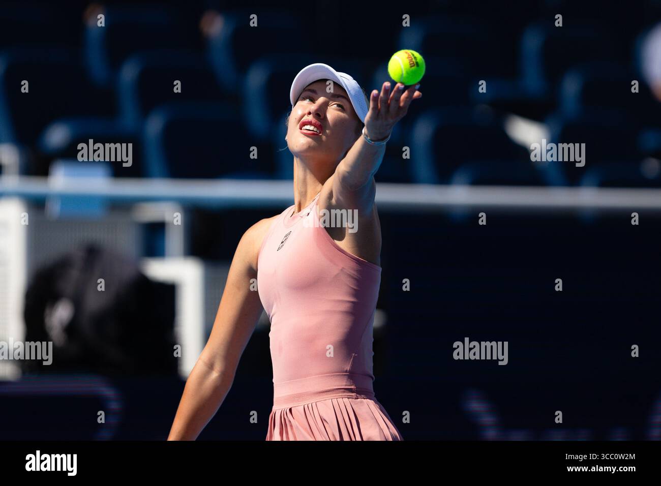 MASON, OHIO - AUGUST 09: Anastasia Potapova serves during the match ...