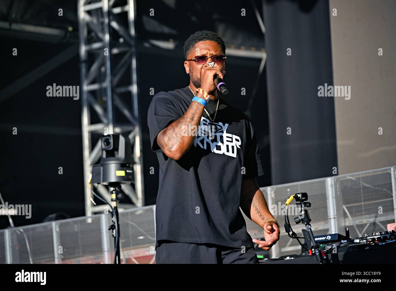 London, UK. 9th Aug, 2025. Grime MC FM performed at the Big Smoke 2025 ...
