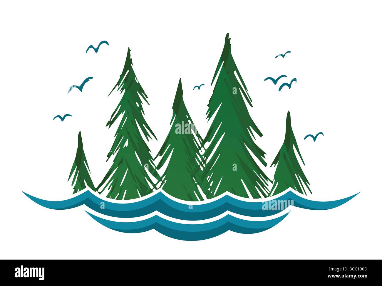 The forest symbol with lake and birds Stock Vector Image & Art - Alamy