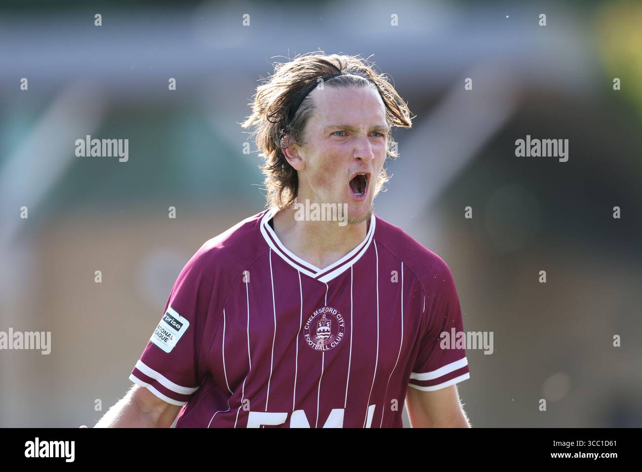 Harry Barbrook, of Chelmsford City celebrates his goal during the match ...