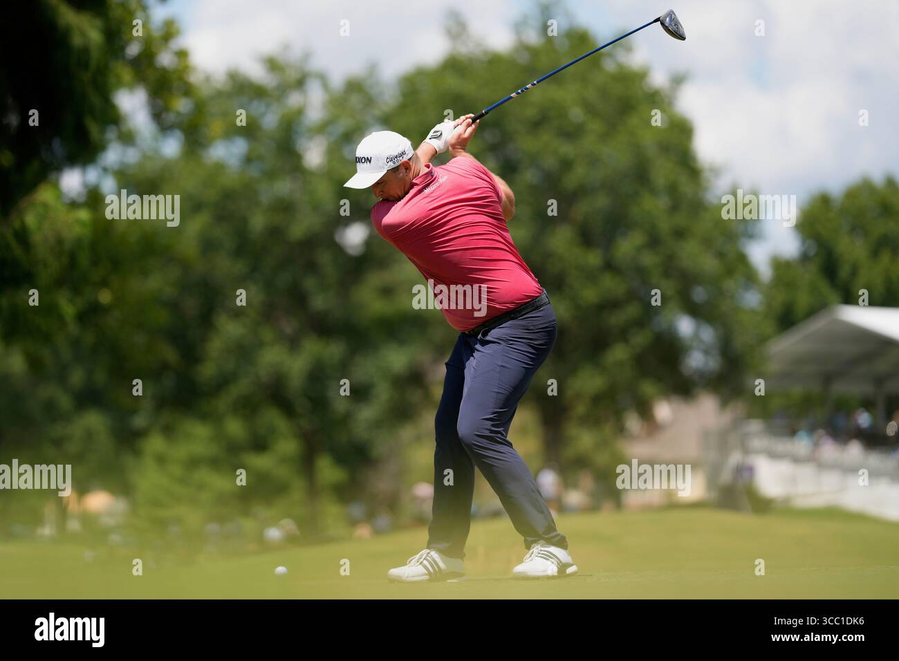 Sepp Straka, of Austria, tees off on the 12th hole during the third ...