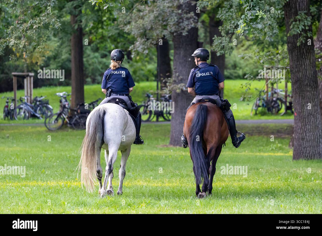 Polizeireiterstaffel im Einsatz bei Klassik Open Air, Nürnberg, 09.08. ...