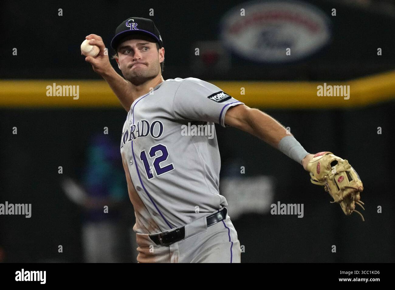 Colorado Rockies third base Kyle Karros (12) against the Arizona ...
