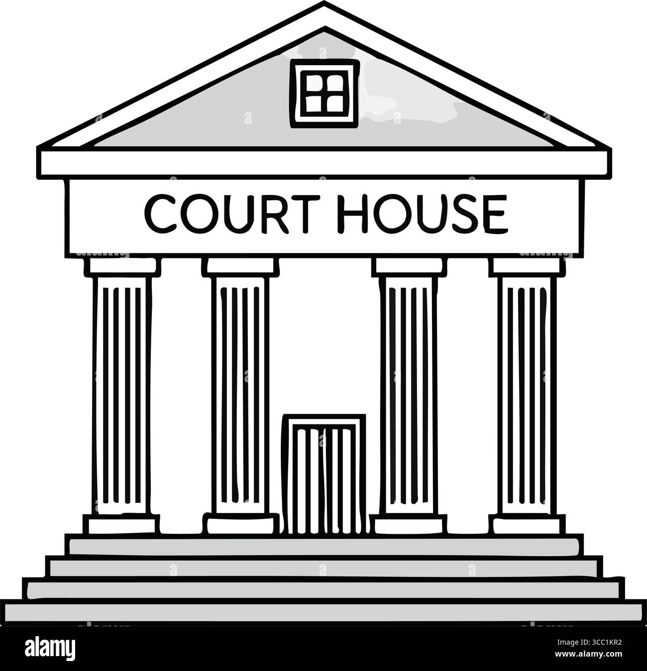 Courthouse Building Icon. Minimalist graphic of a judicial edifice ...