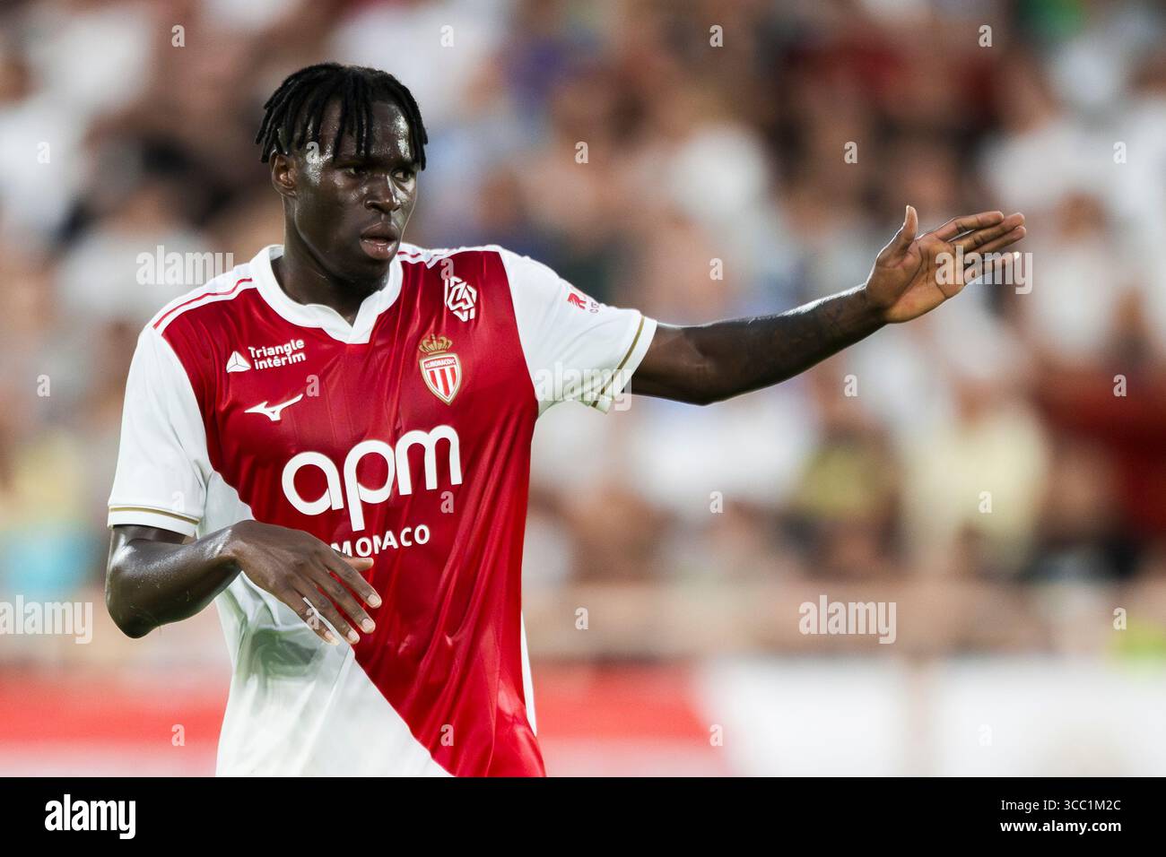 Wilfried Singo of AS Monaco gestures during the friendly football match ...