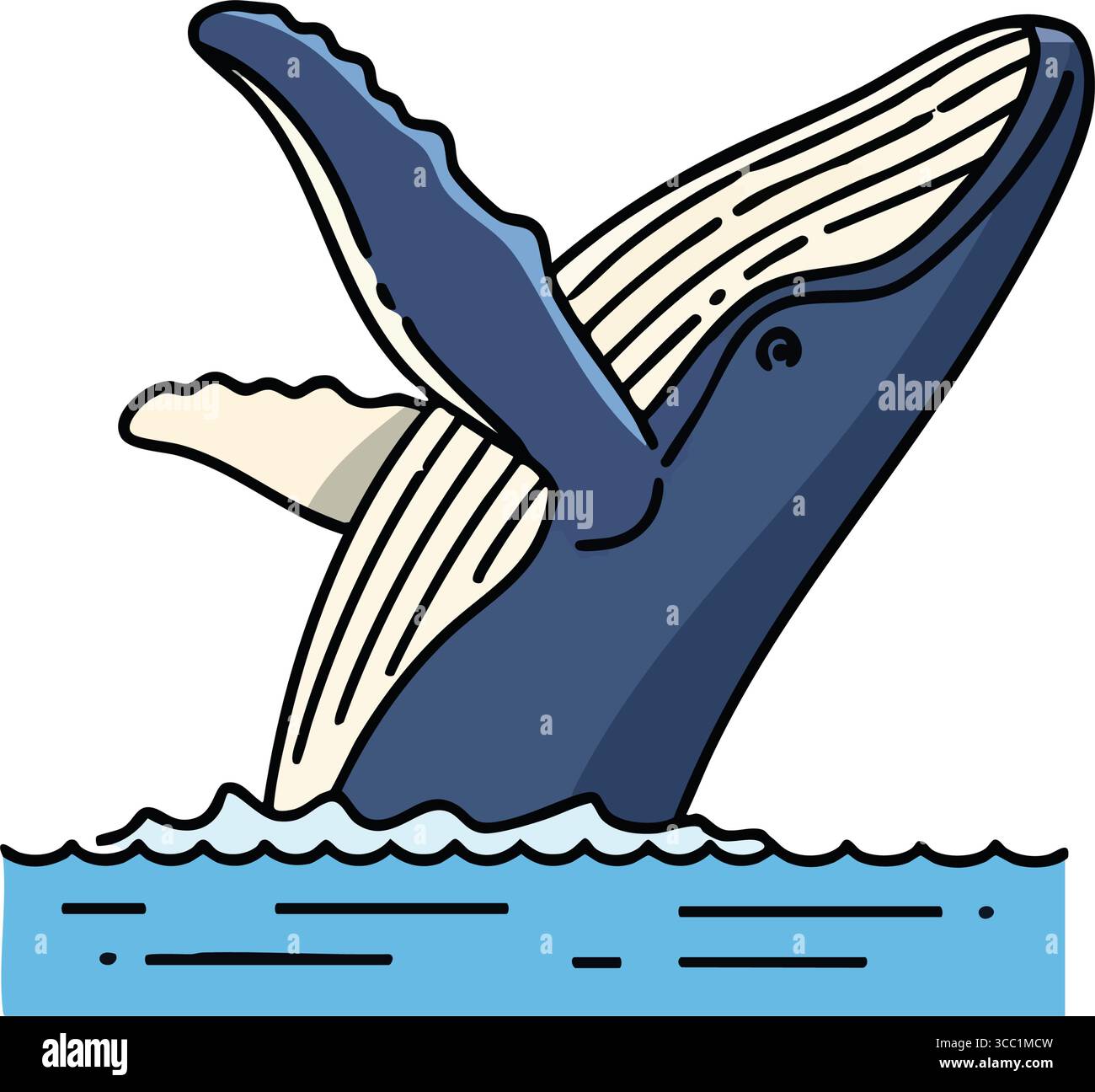 Majestic Whale Breaching from Ocean. Powerful baleen whale artwork ...
