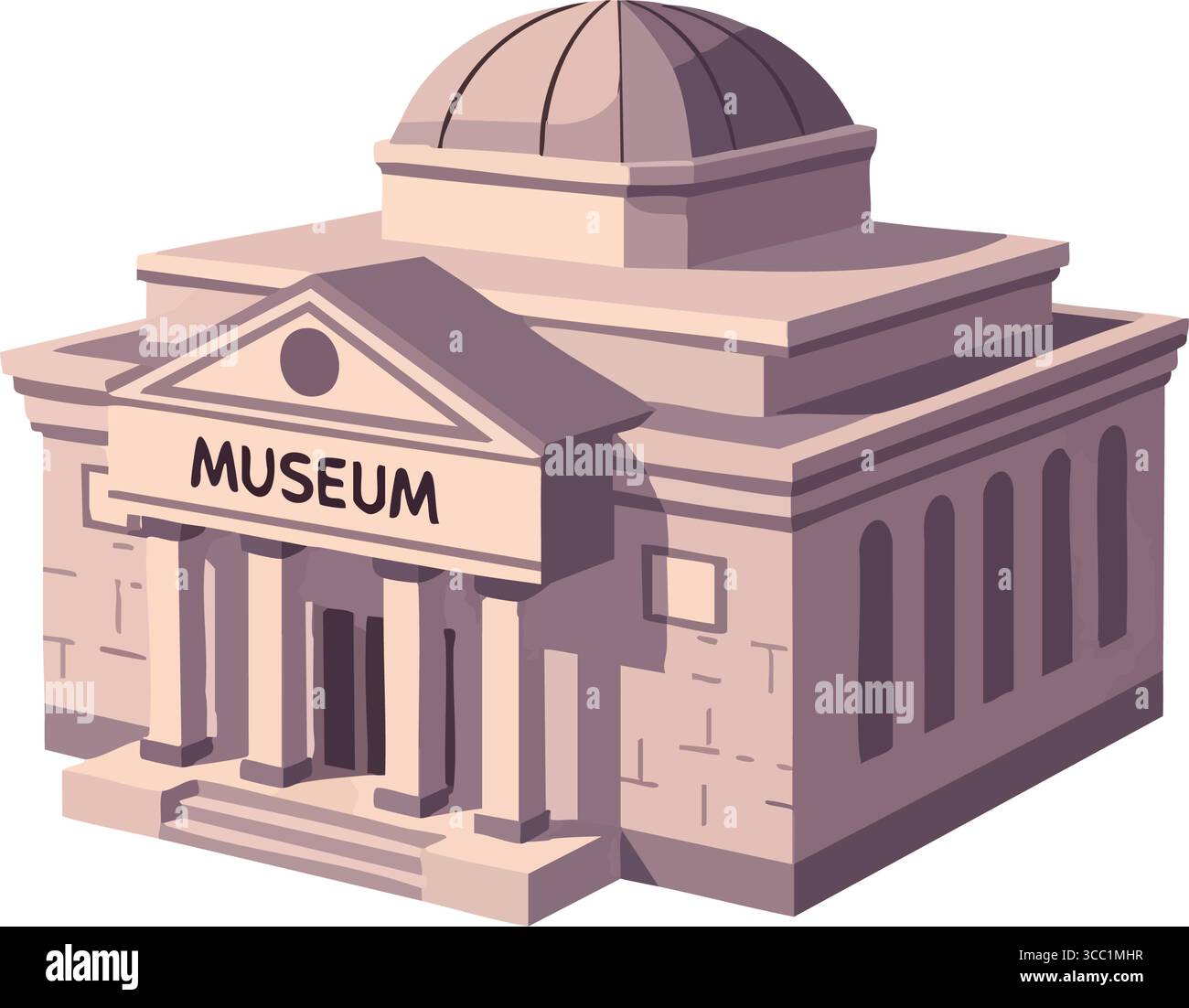 Museum Building Illustration. Isometric artwork of a stately cultural ...