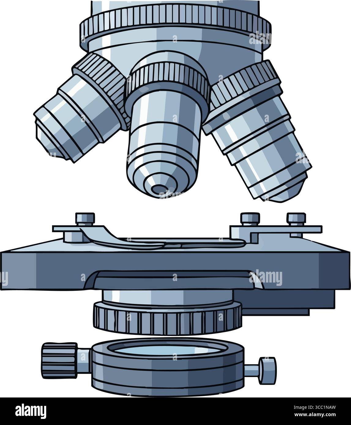 Microscope Science Research Tool. Detailed graphic of a contemporary ...
