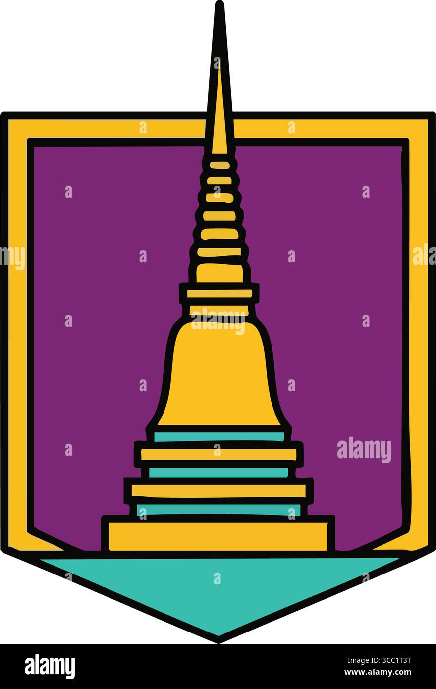 Ancient Buddhist Stupa Symbol. Vivid ancient religious monument graphic ...