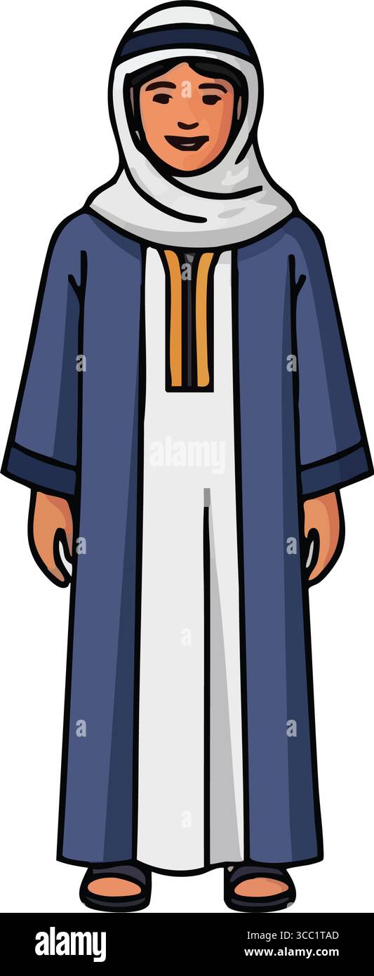 Arab Man Traditional Outfit. Illustrative depiction of a friendly ...