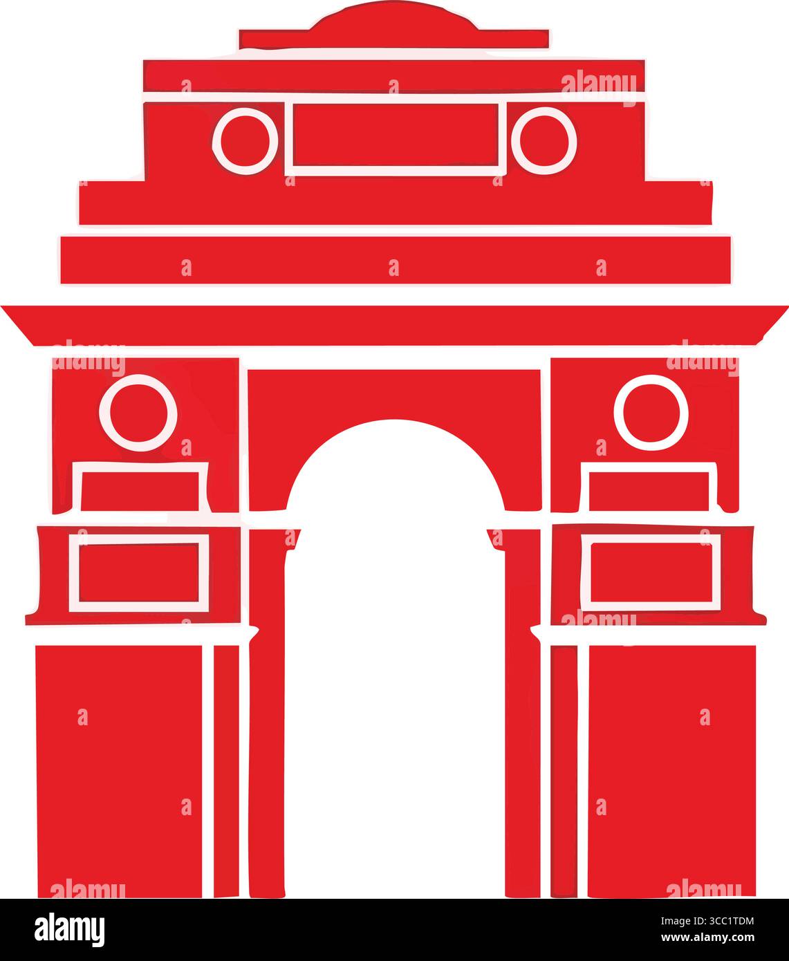 India Gate Historic Delhi Landmark. A striking crimson graphic of the ...