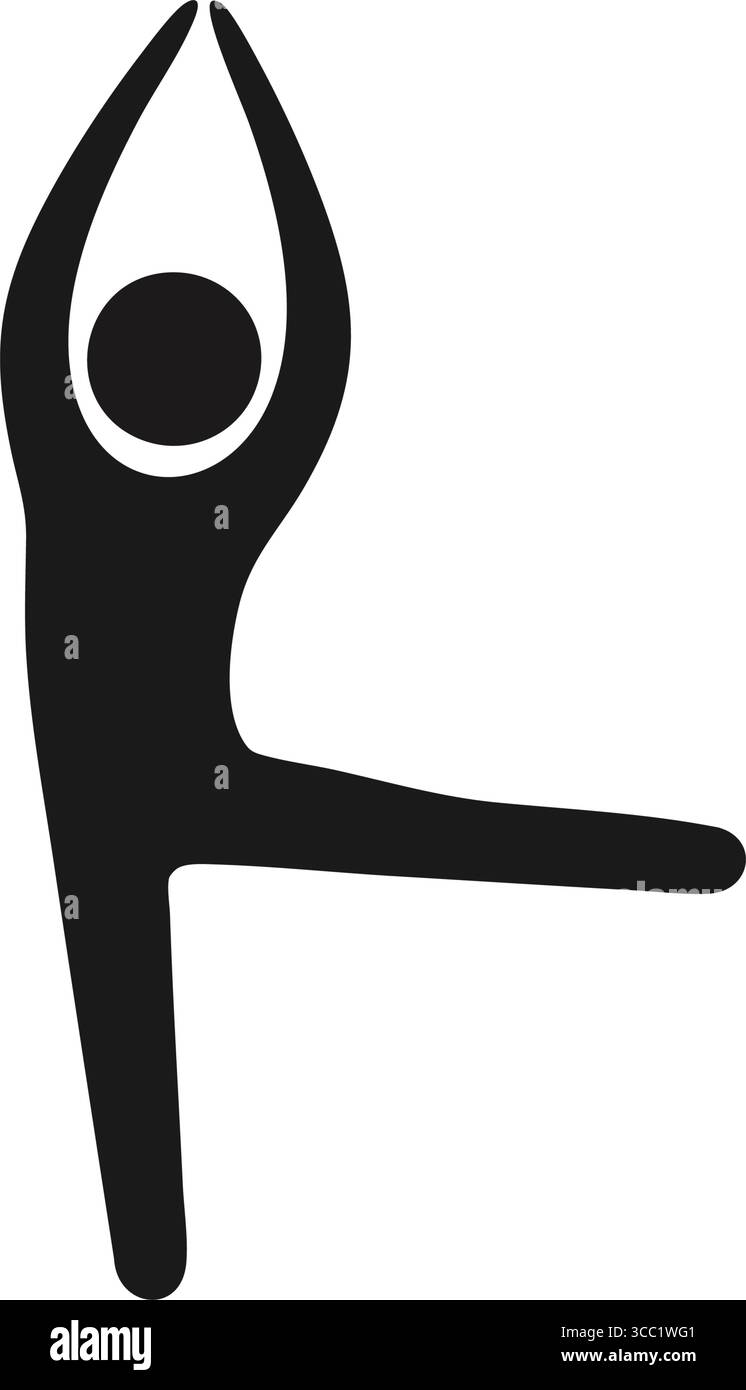 Yoga Tree Pose Minimal Icon. This striking pictogram depicts an ...