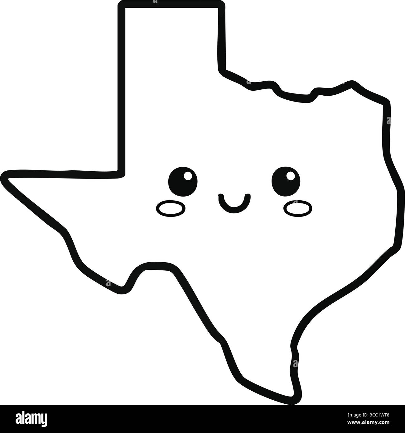 Kawaii Texas Map Character. A charming illustration of the Texas state ...